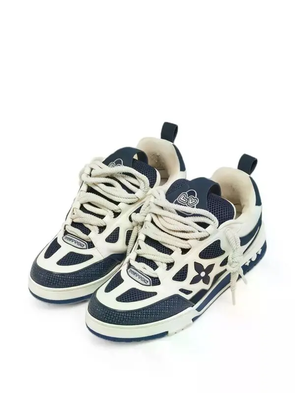 LOUIS VUITTON Monogram Flower Patch Lace-up Sneakers