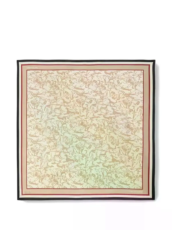 TRUSSARDI Greyhound-print Silk Scarf - Neutrals