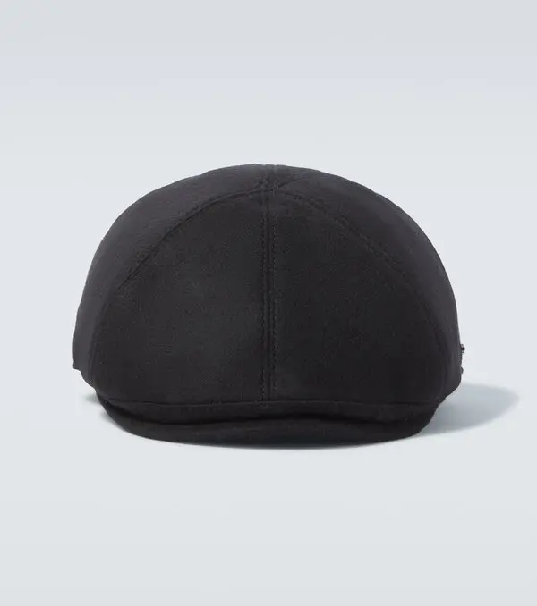 Kiton Cashmere Newsboy Cap - Black