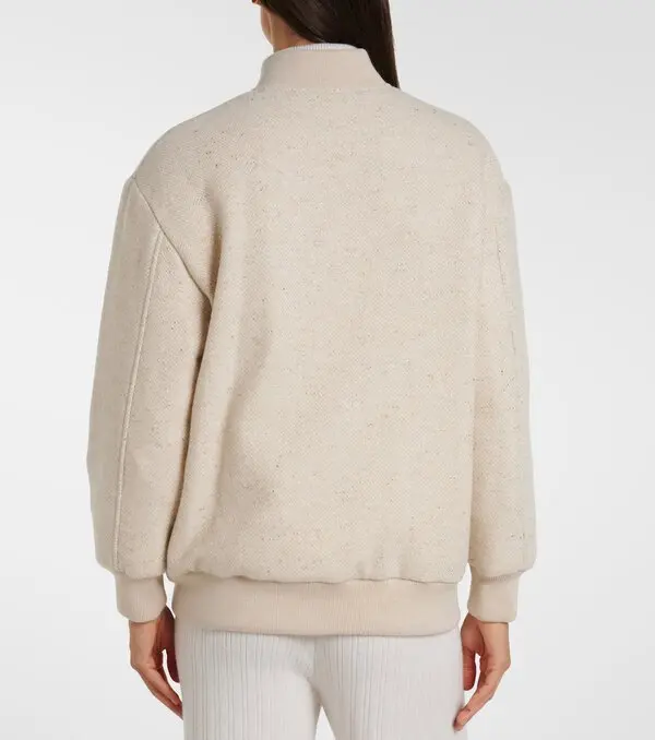 Eleventy Herringbone Wool-blend Down Bomber Jacket - Beige