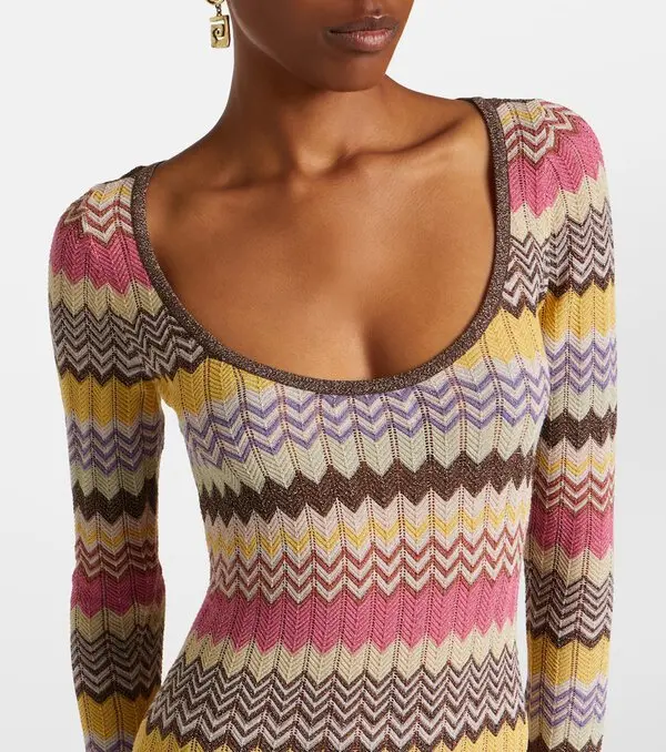Faithfull The Brand Pedro Chevron Lamé Maxi Dress