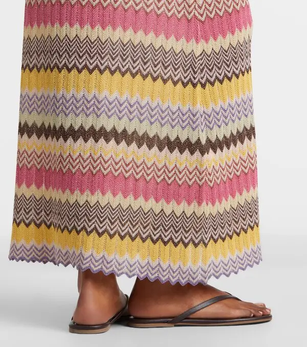 Faithfull The Brand Pedro Chevron Lamé Maxi Dress