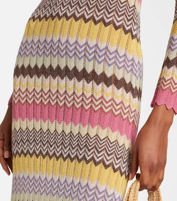 Faithfull The Brand Pedro Chevron Lamé Maxi Dress