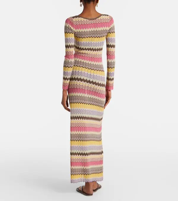 Faithfull The Brand Pedro Chevron Lamé Maxi Dress