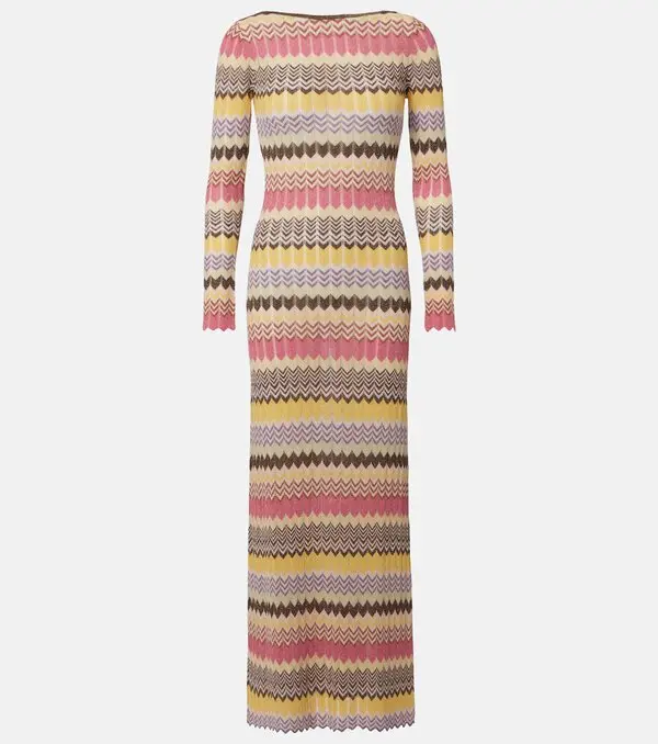 Faithfull The Brand Pedro Chevron Lamé Maxi Dress - Multicoloured