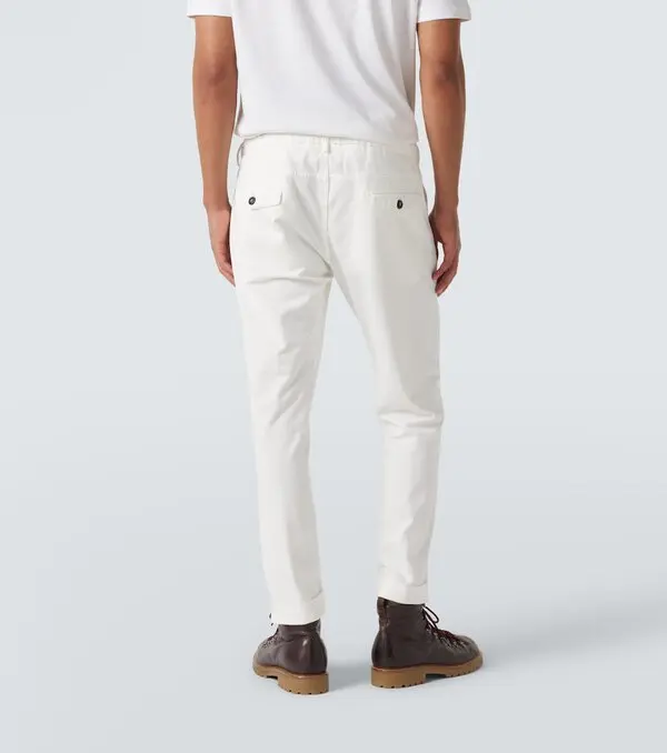Eleventy Slim Fit Cotton Blend Drawstring Waist Pants - White