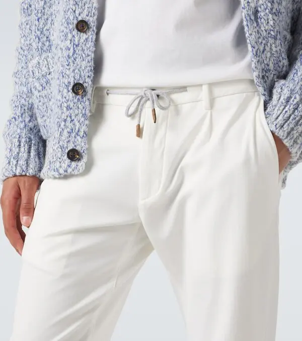 Eleventy Slim Cotton-blend Pants - White
