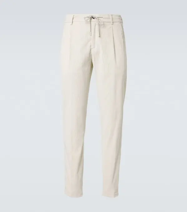 Eleventy Cotton-blend Corduroy Tapered Pants - Beige