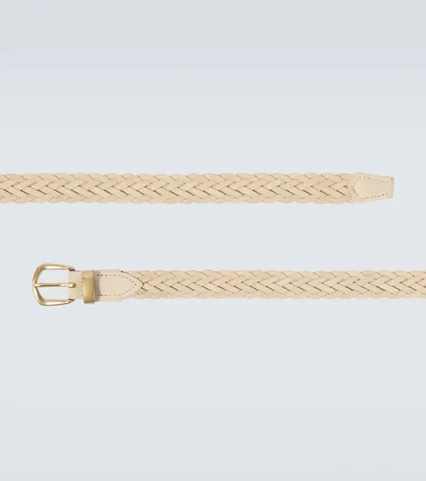 Eleventy Braided Suede Belt - Beige