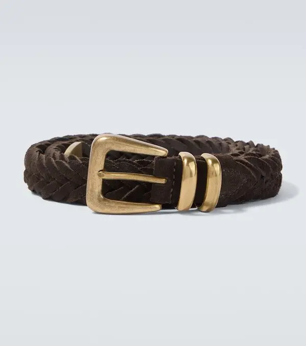 Eleventy Braided Suede Belt - Brown