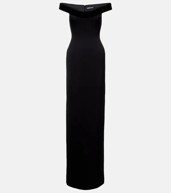David Koma Velvet-trimmed Gown - Black