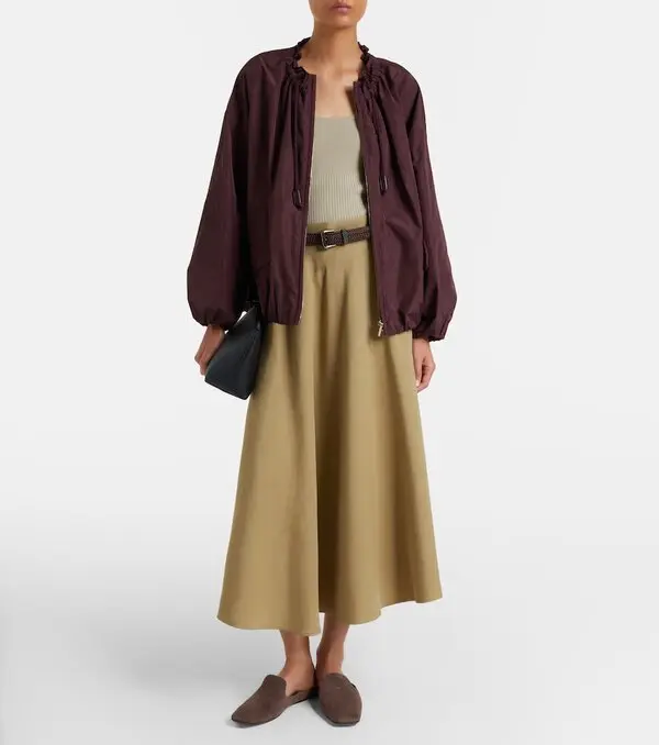 Max Mara Linen And Silk Twill Midi Skirt