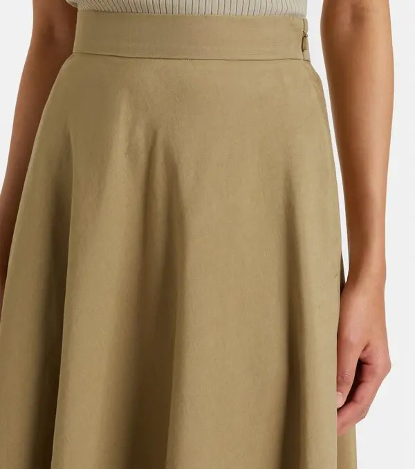 Max Mara Linen And Silk Twill Midi Skirt