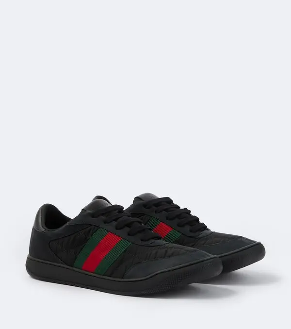 Gucci Screener Leather-trimmed Sneakers - Black