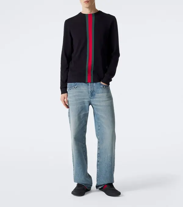 Gucci Screener Leather-trimmed Sneakers - Black
