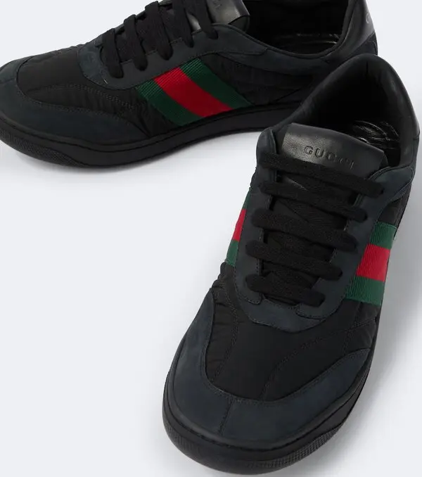 Gucci Screener Leather-trimmed Sneakers - Black