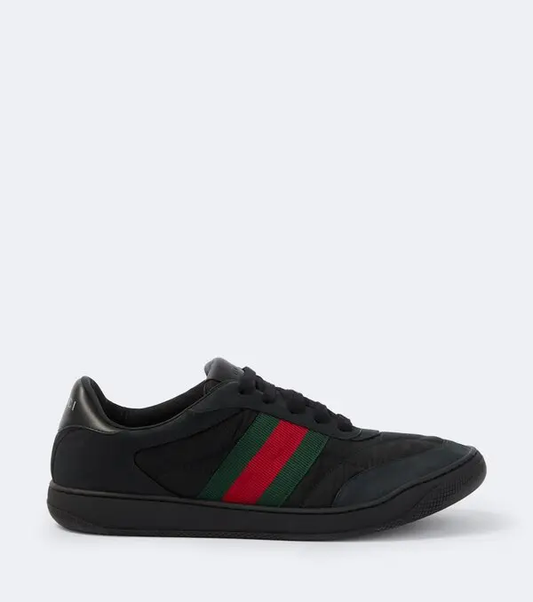Gucci Screener Leather-trimmed Sneakers - Black