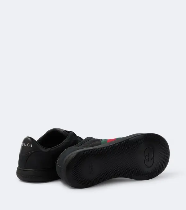 Gucci Screener Leather-trimmed Sneakers - Black