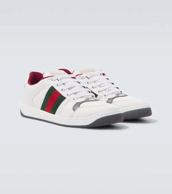 Gucci Screener Leather-trimmed Sneakers - White
