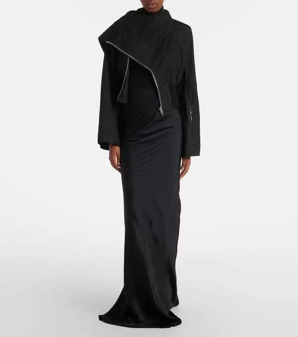 Rick Owens Coda Draped Satin Maxi Skirt