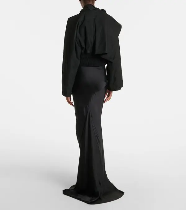 Rick Owens Coda Draped Satin Maxi Skirt