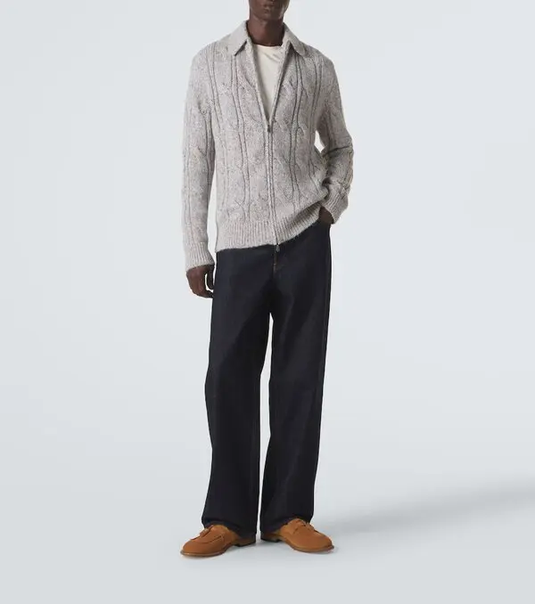 Eleventy Wool, Alpaca, Silk, And Polyamide-blend Zip-up Cardigan
