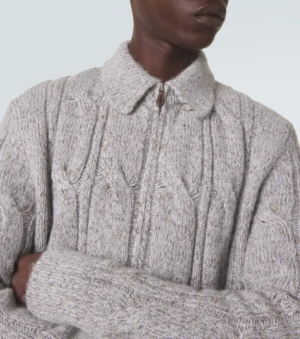 Eleventy Wool, Alpaca, Silk, And Polyamide-blend Zip-up Cardigan