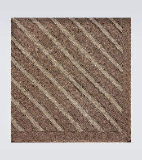 Brunello Cucinelli Striped Silk Pocket Square - Brown