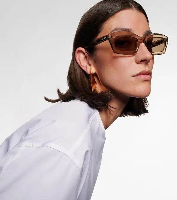 Alaïa Logo Rectangular Sunglasses - Brown