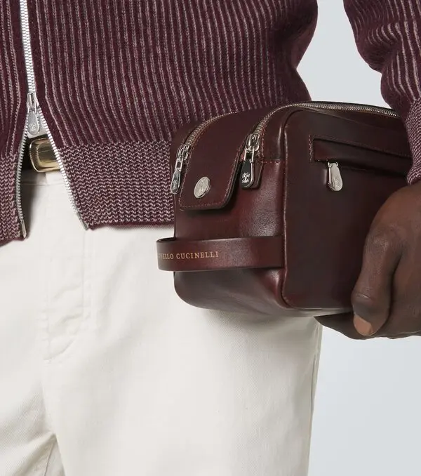 Brunello Cucinelli Leather Toiletry Bag