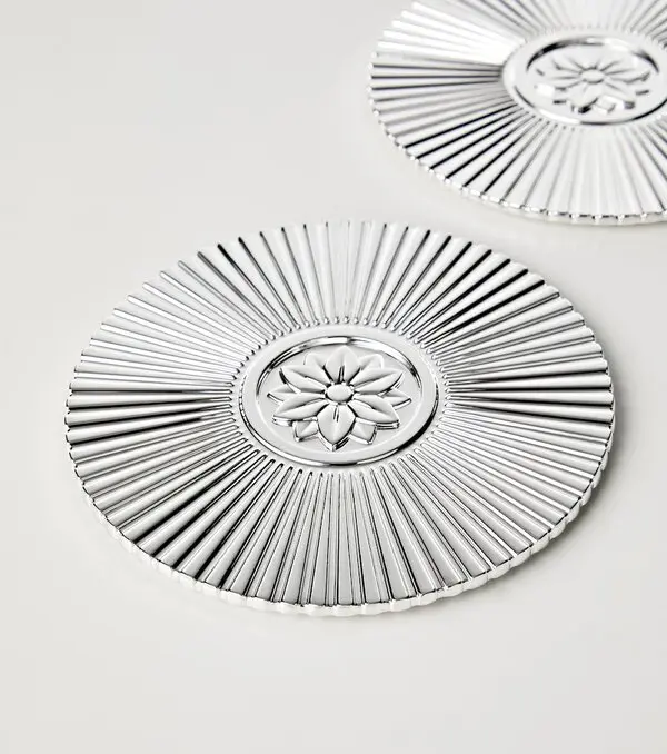 Christofle Malmaison Set Of 2 -plated Coasters