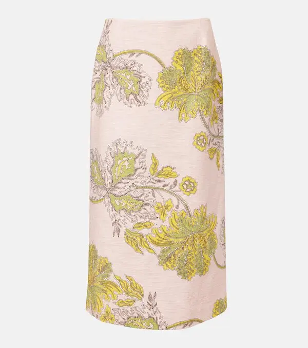 La DoubleJ Printed Cotton Midi Skirt - Pink