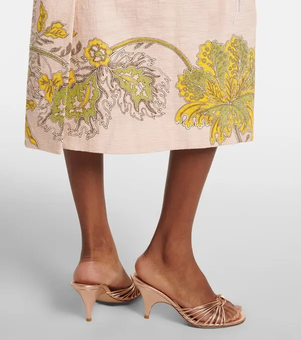 La DoubleJ Printed Cotton Midi Skirt - Pink