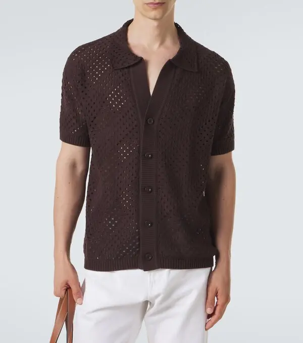 Frescobol Carioca Pinto Crochet Cotton Shirt - Brown