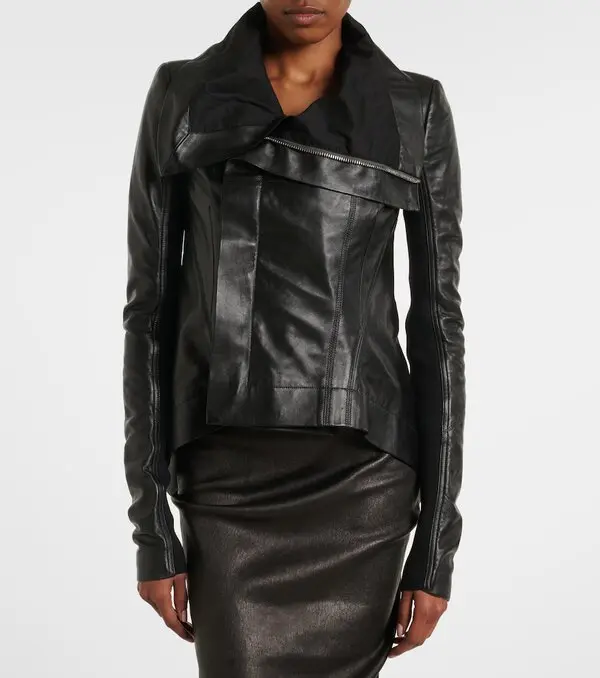 Rick Owens Lamb Leather Biker Jacket - Black