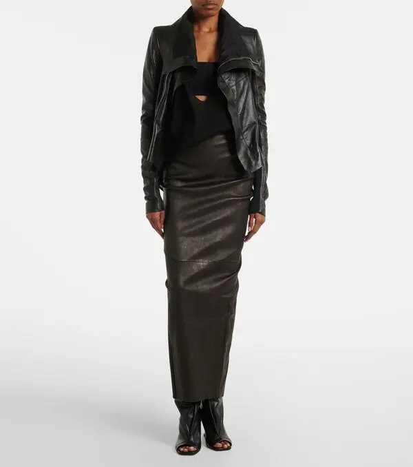 Rick Owens Lamb Leather Biker Jacket - Black