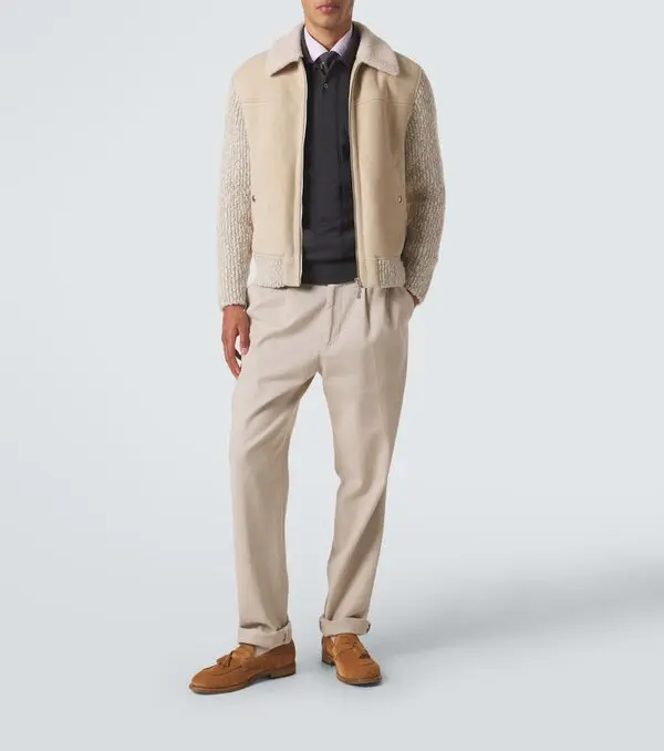 Eleventy Suede And Wool-blend Jacket