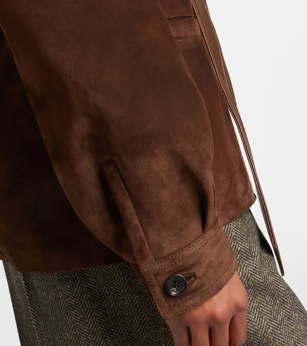 Saint Laurent Belted Shearling-trimmed Suede Jacket