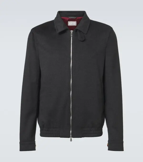 Brunello Cucinelli Virgin Wool Blouson Jacket Navy - Grey