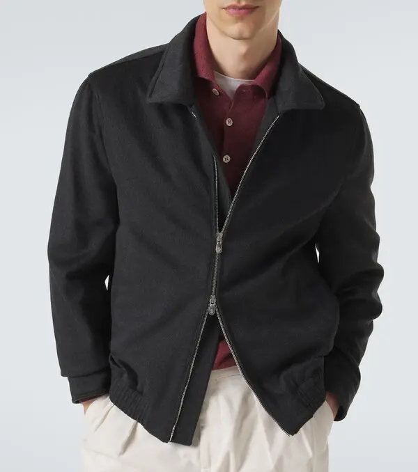 Brunello Cucinelli Virgin Wool Blouson Jacket - Grey