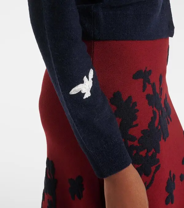 Erdem Embroidered Wool Blend Cardigan - Blue