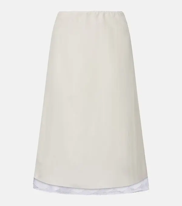 Magda Butrym Lace-trimmed Silk-blend Midi Skirt - White