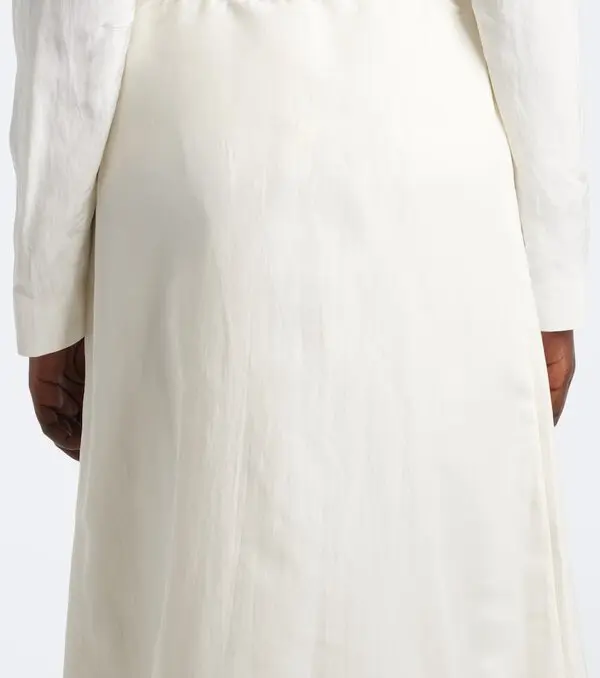 Magda Butrym Lace-trimmed Silk-blend Midi Skirt - White
