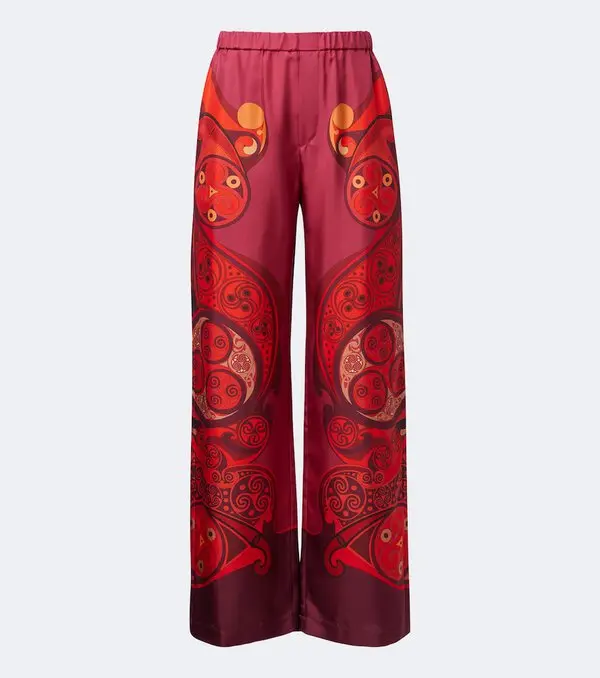 La DoubleJ Club Printed Silk Twill Wide-leg Pants - Multicoloured