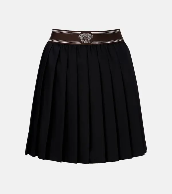 Versace Pleated Wool And Mohair Miniskirt - Black