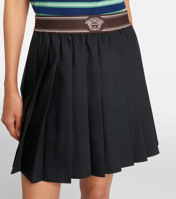 Versace Pleated Wool And Mohair Miniskirt