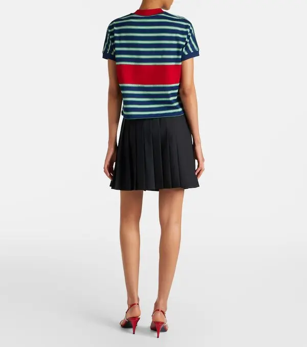 Versace Pleated Wool And Mohair Miniskirt