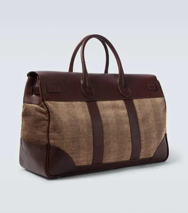 Brunello Cucinelli Leather-trimmed Duffel Bag - Brown