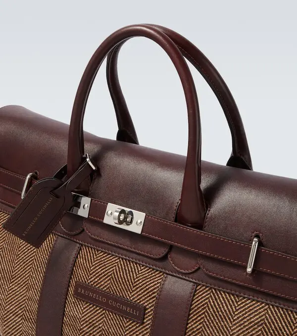 Brunello Cucinelli Leather-trimmed Duffel Bag - Brown
