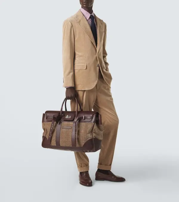 Brunello Cucinelli Leather-trimmed Duffel Bag - Brown